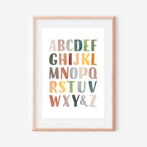 Rainbow Alphabet Poster, ABC Print, Nursery Alphabet Printable Wall Art ...