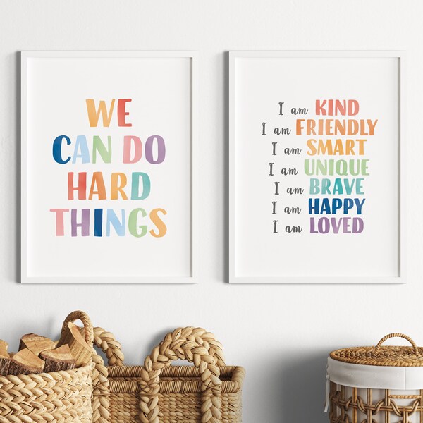 Set of 2 Affirmation Posters, Kids Positive Affirmation Wall Art, - Etsy