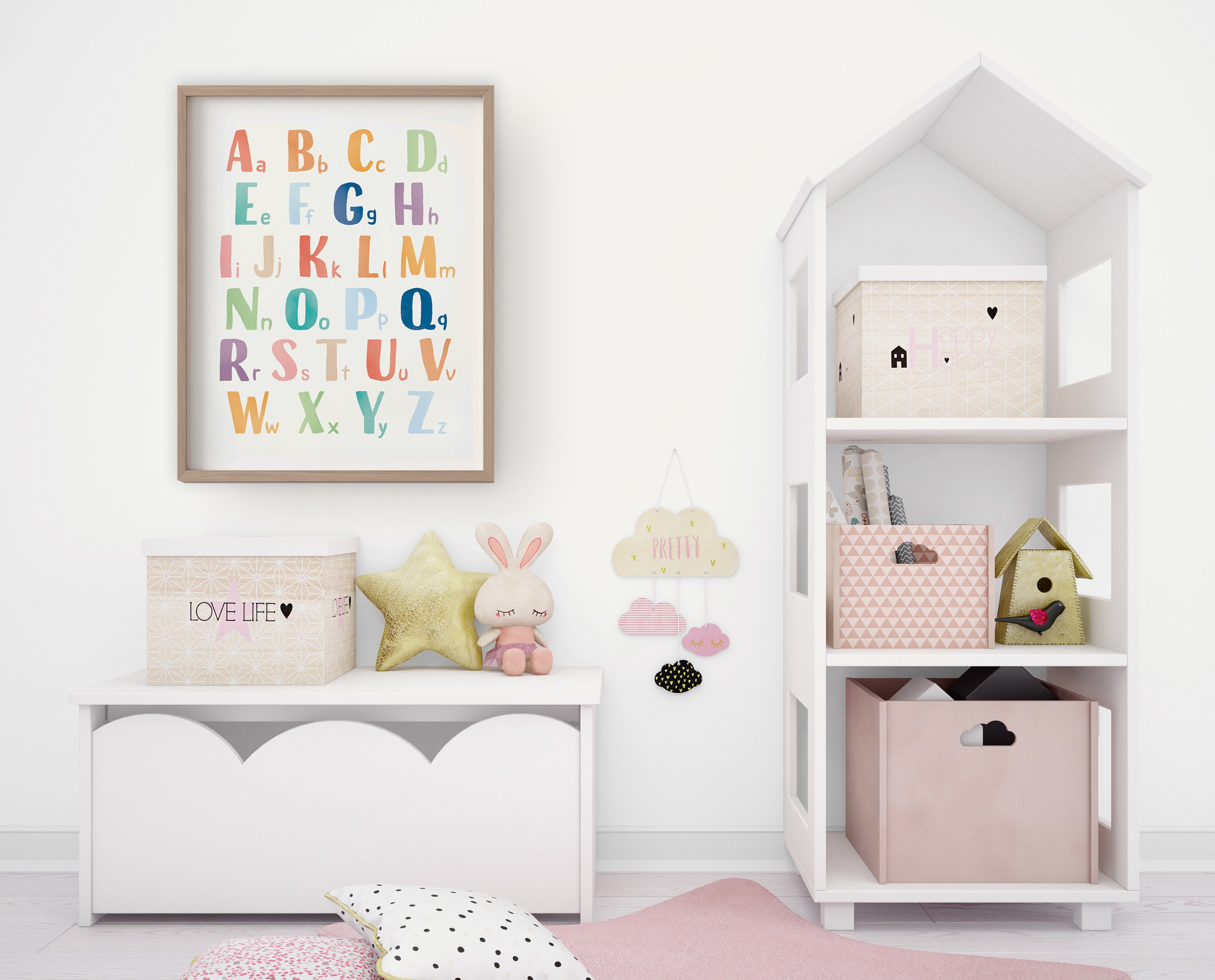 Rainbow Alphabet Print ABC Poster Nursery Alphabet Printable - Etsy