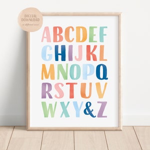 Rainbow Alphabet Poster, ABC Print, Nursery Alphabet Printable Wall Art ...