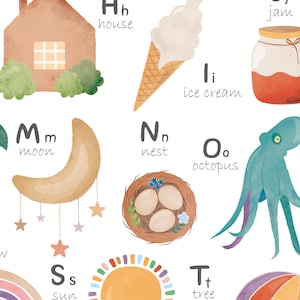 Watercolor Alphabet and Numbers, Homeschool Posters, Cute ABC Poster ...