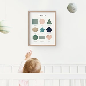 Watercolour Shapes Print, Neutral Shapes Print, Nursery Wall Art ...