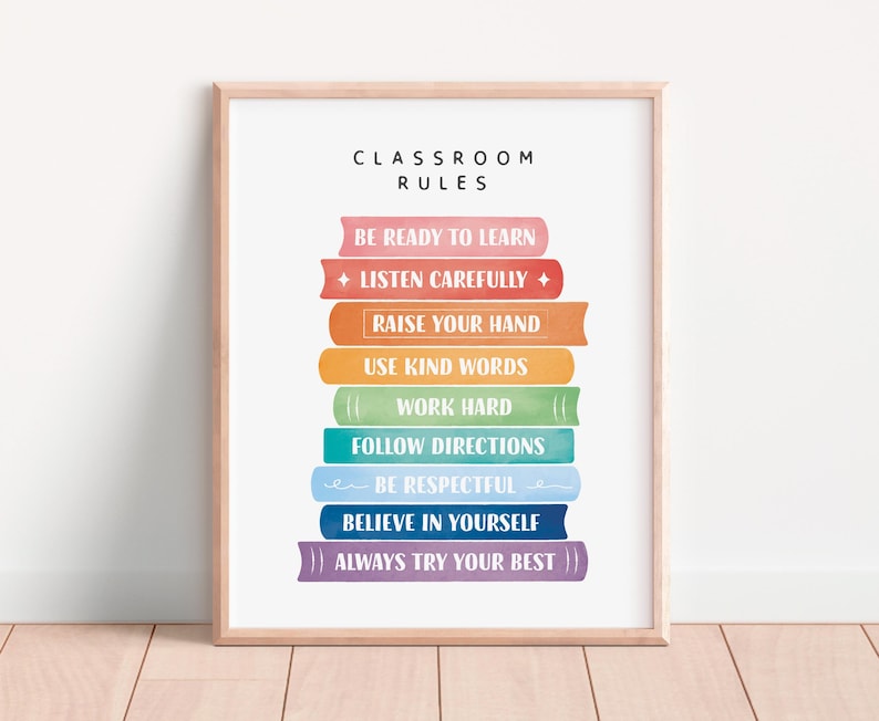Rainbow Classroom Rules Poster: Positive Decor (digital Download - Etsy