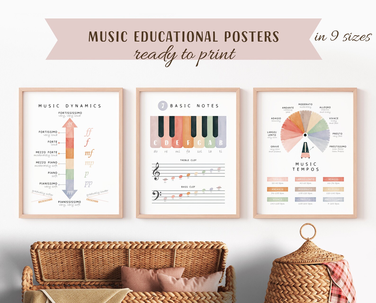 Music Education Printable Wall Art, Music Classroom Decor, Music Theory ...
