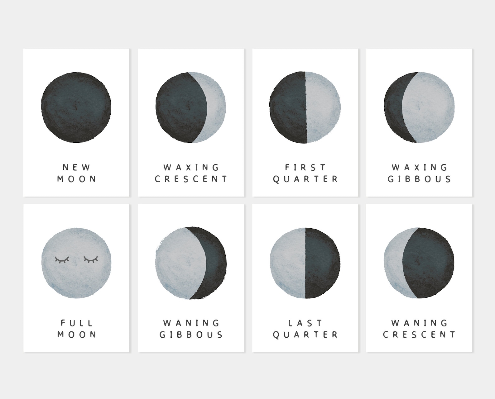 Moon Phases Flash Cards Toddler Flash Cards Educational - Etsy
