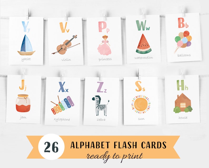 Printable Alphabet Flash Cards, Classroom Decor, Toddlers Preschool ...