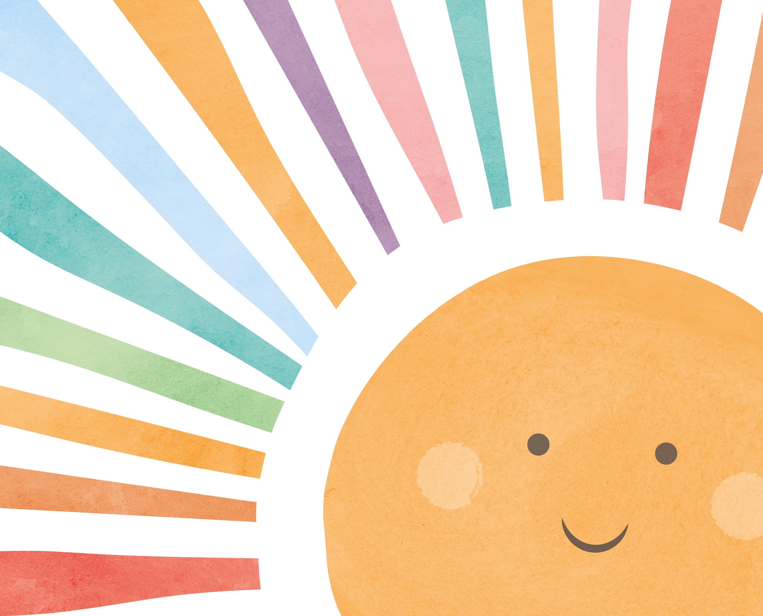 Watercolor Sun Poster, Sun Playroom Decor, Watercolour Nursery Prints ...