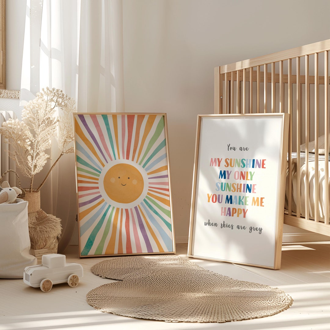 Rainbow Nursery Posters, You Are My Sunshine My Only Sunshine, Cute Sun ...