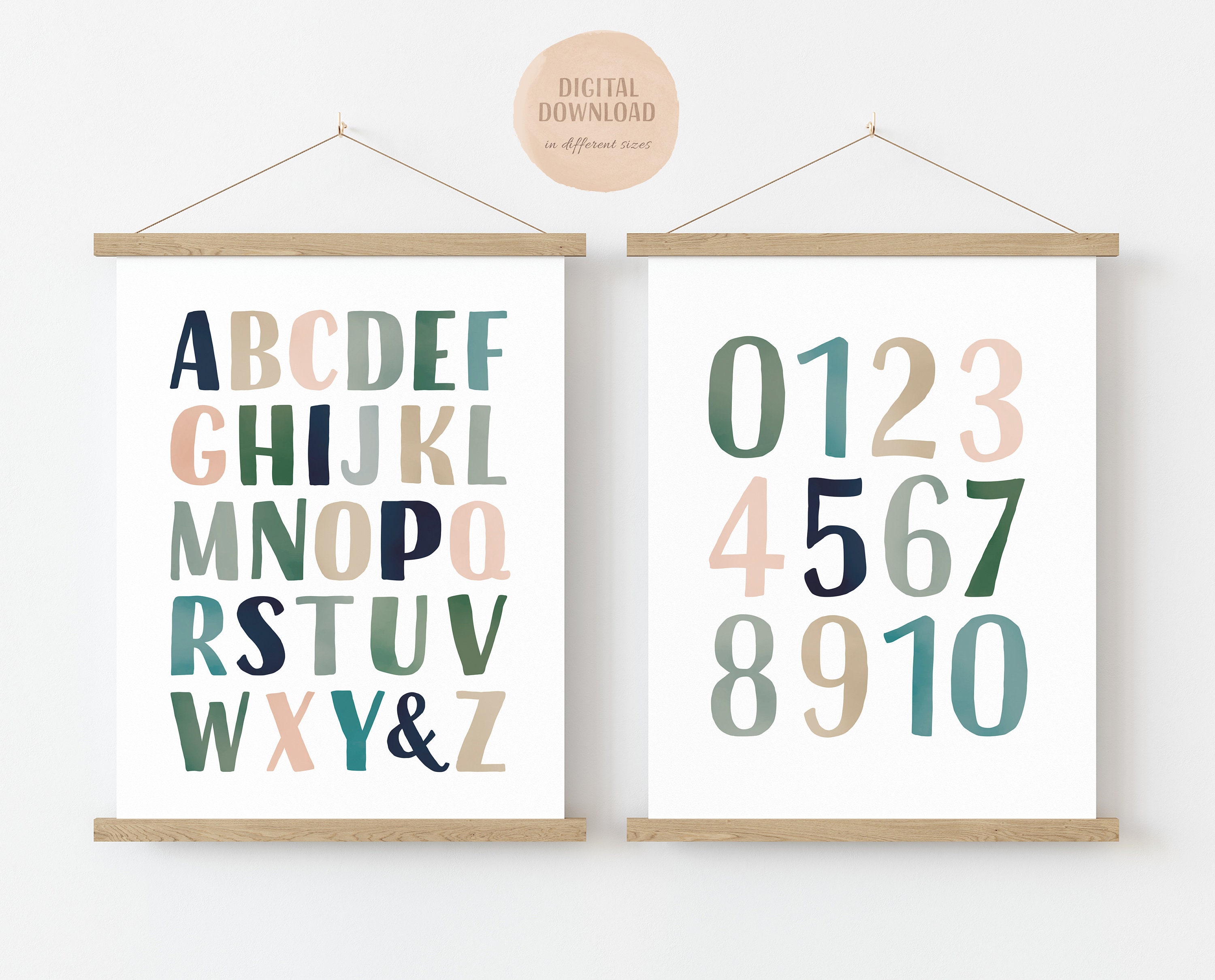 Educational Posters, ABC Poster, Neutral Numbers Print, Neutral Wall ...