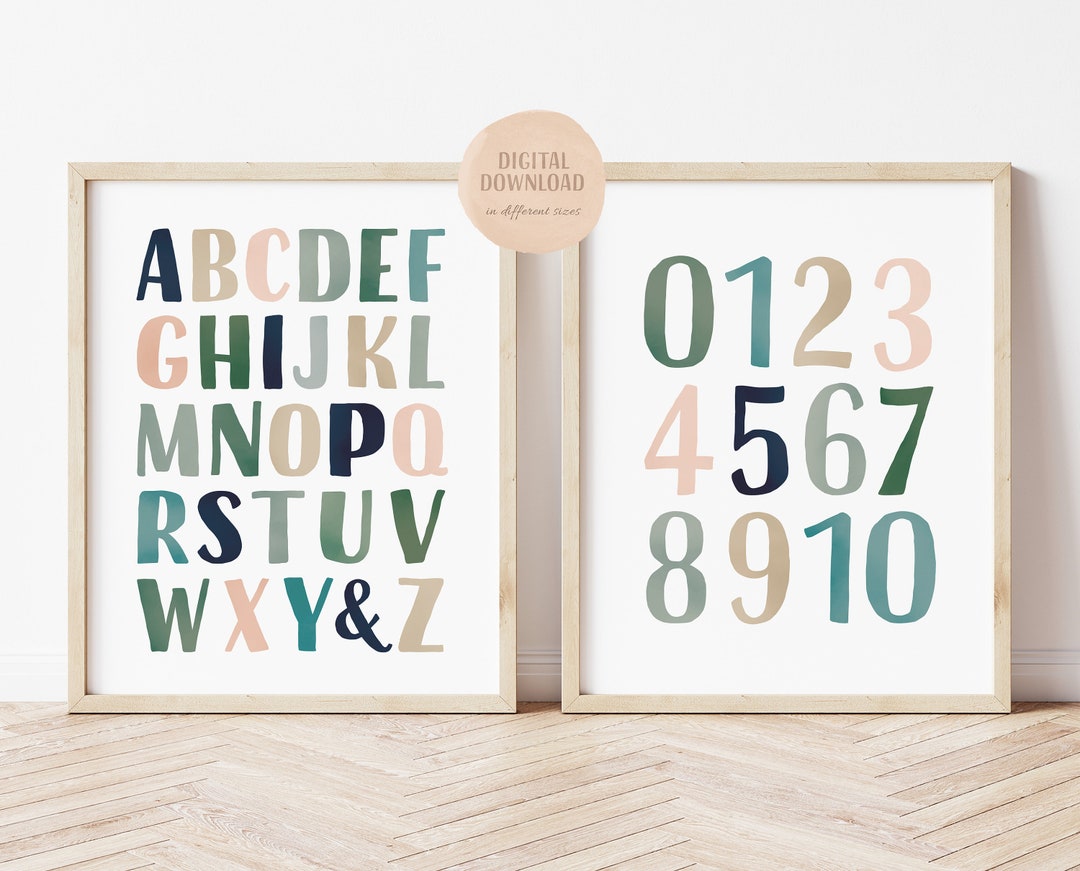 Educational Posters, ABC Poster, Neutral Numbers Print, Neutral Wall ...