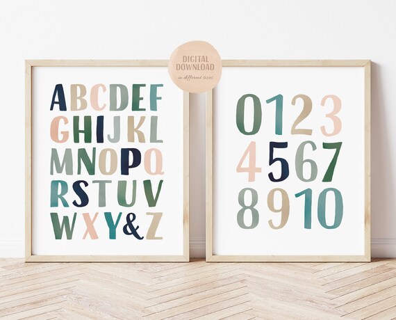 Educational Posters ABC Poster Neutral Numbers Print - Etsy