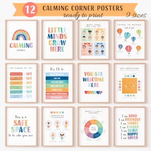 12 Calming Corner Posters, Rainbow Classroom Decor, Emotional Self ...