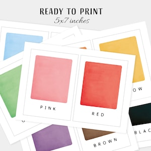 12 Color Cards, Montessori Flashcards, Pre-school Cards, Educational ...