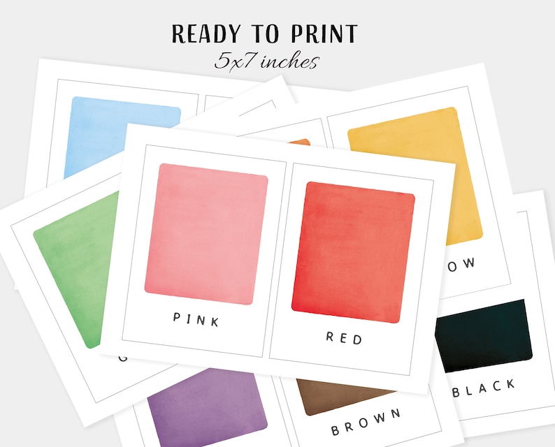 12 Color Cards Montessori Flashcards Pre-school Cards - Etsy