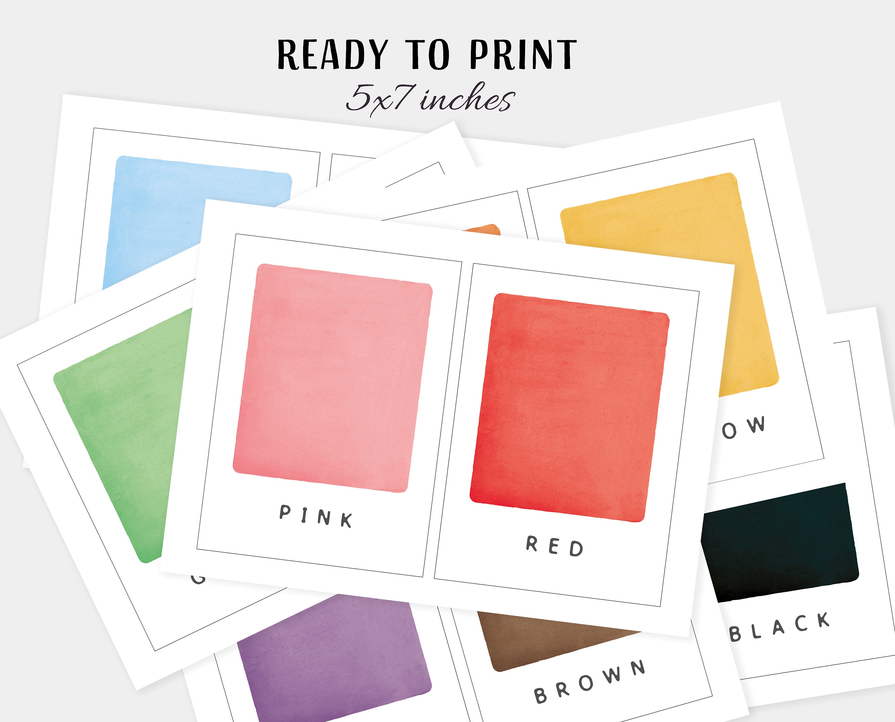 12 Color Cards Montessori Flashcards Pre-school Cards - Etsy