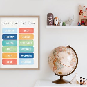 Rainbow Months of the Year Poster, Playroom Educational Poster, Rainbow ...