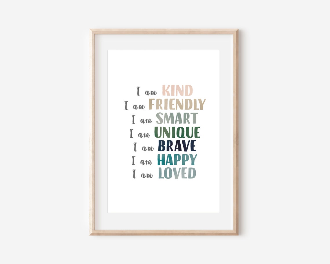 Kids Positive Affirmation Wall Art, Daily Affirmations Poster, Positive ...