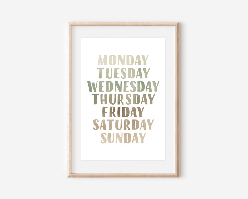 Days of the Week Poster, Montessori Materials, Educational Printables ...