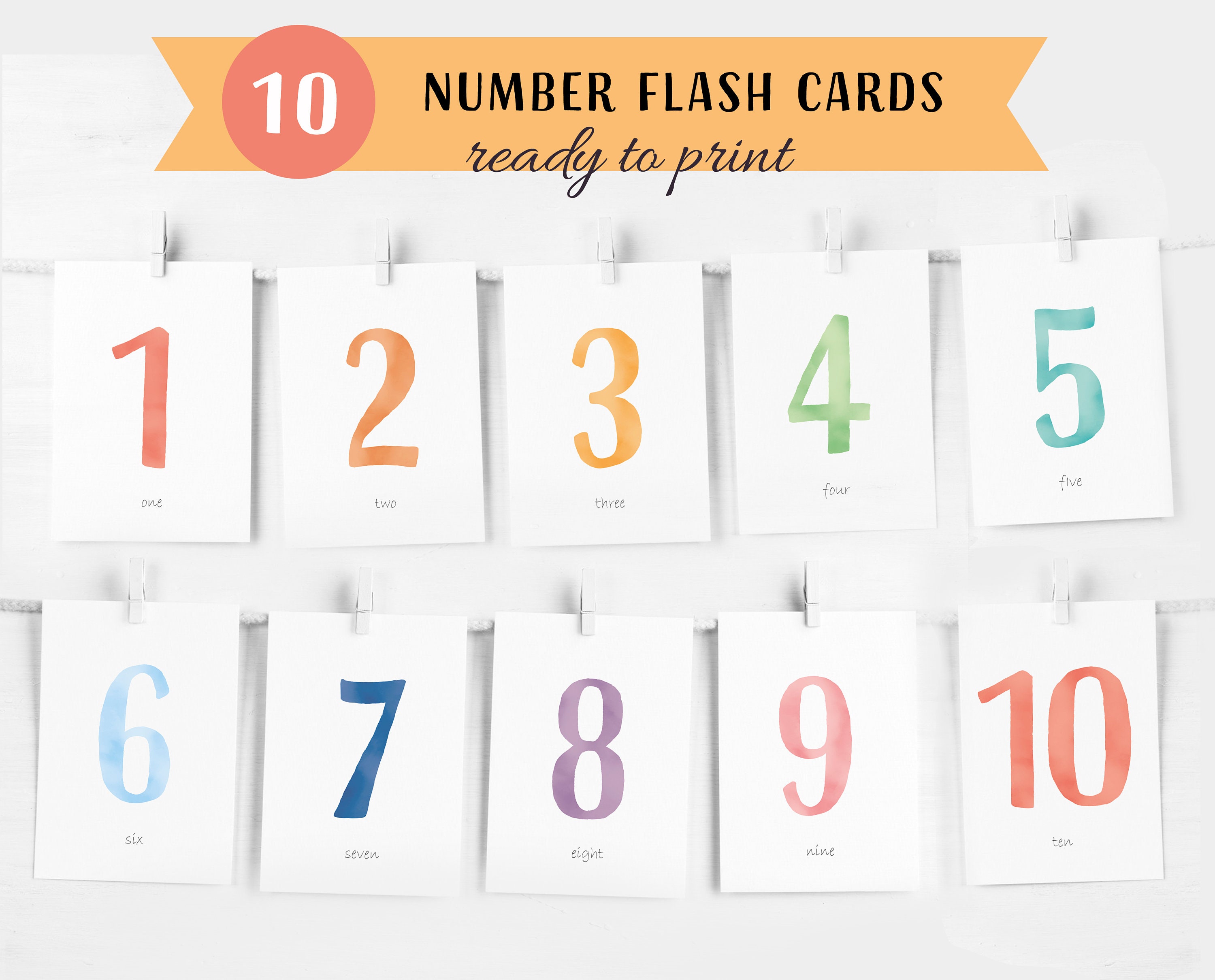 Numbers Flash Cards Preschool Counting Flash Cards Count and - Etsy