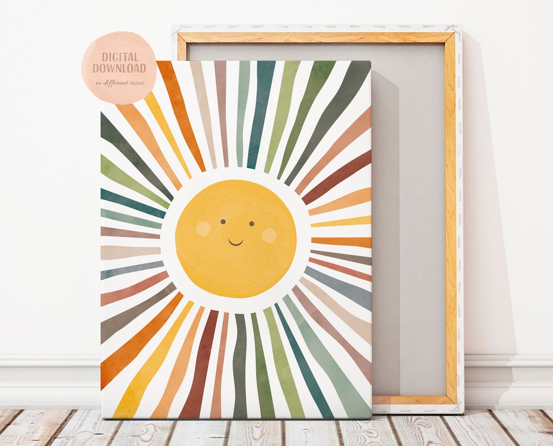 Sun Playroom Poster Watercolor Sun Print Watercolor Nursery - Etsy
