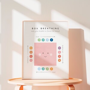 Box Breathing Poster, Therapy Office Decor, Growth Mindset, Mental ...
