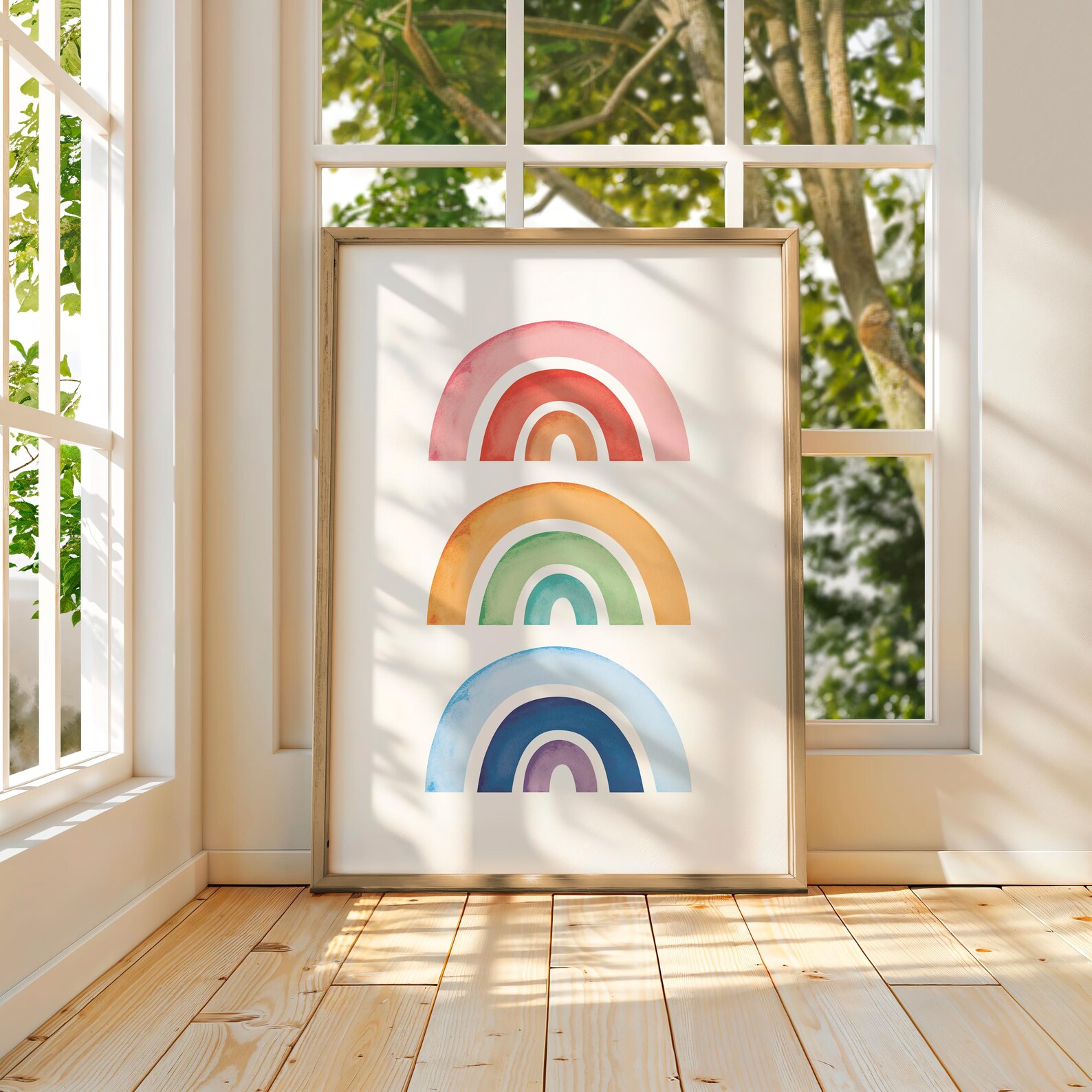 Nursery Rainbow Poster, Playroom Rainbows Print, Rainbow Nursery Wall ...