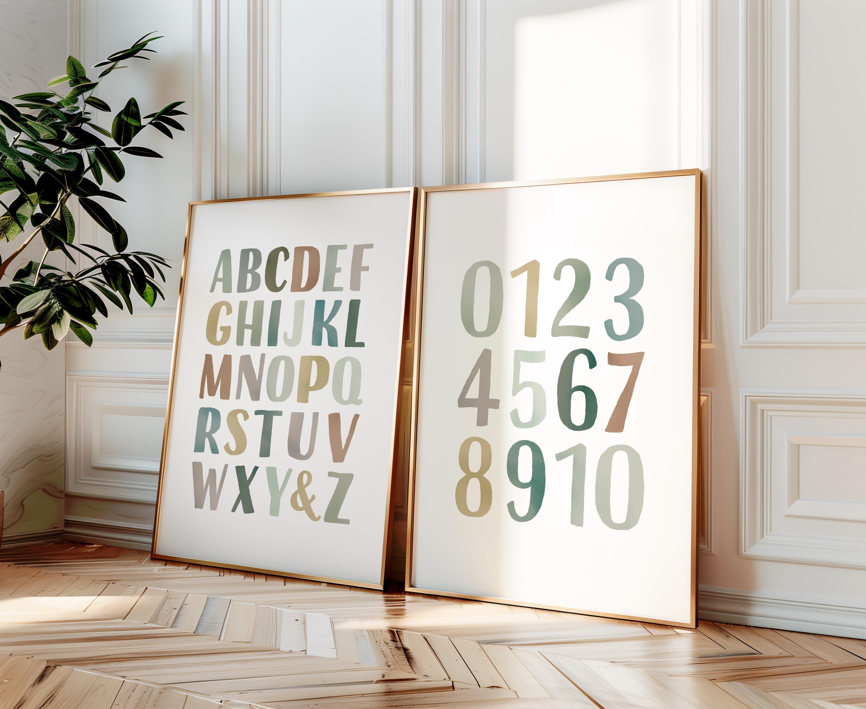 Earth Tones Alphabet and Numbers, Neutral Nursery Wall Decor, Earth ...