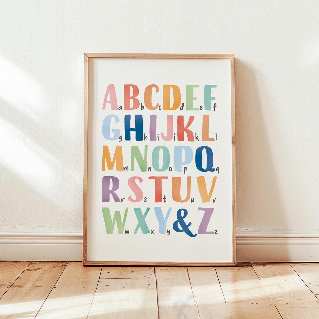 Rainbow Watercolor Alphabet Print, Nursery Wall Decor, Educational ...