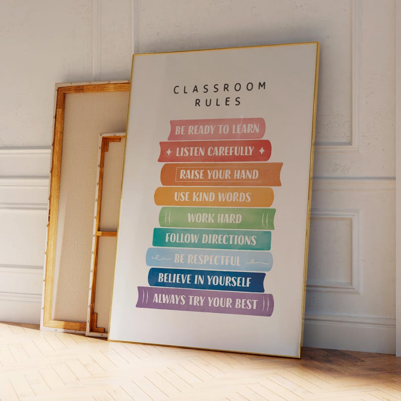 Rainbow Classroom Rules Poster: Positive Decor (digital Download - Etsy