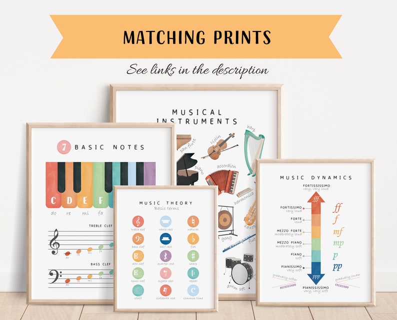 Music Poster, Music Class Poster, Homeschool Decor, Rainbow Musical ...