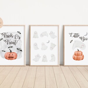 Set of 3 Halloween Posters, Little Boo Print, Pumpkin Print, Fall Wall ...