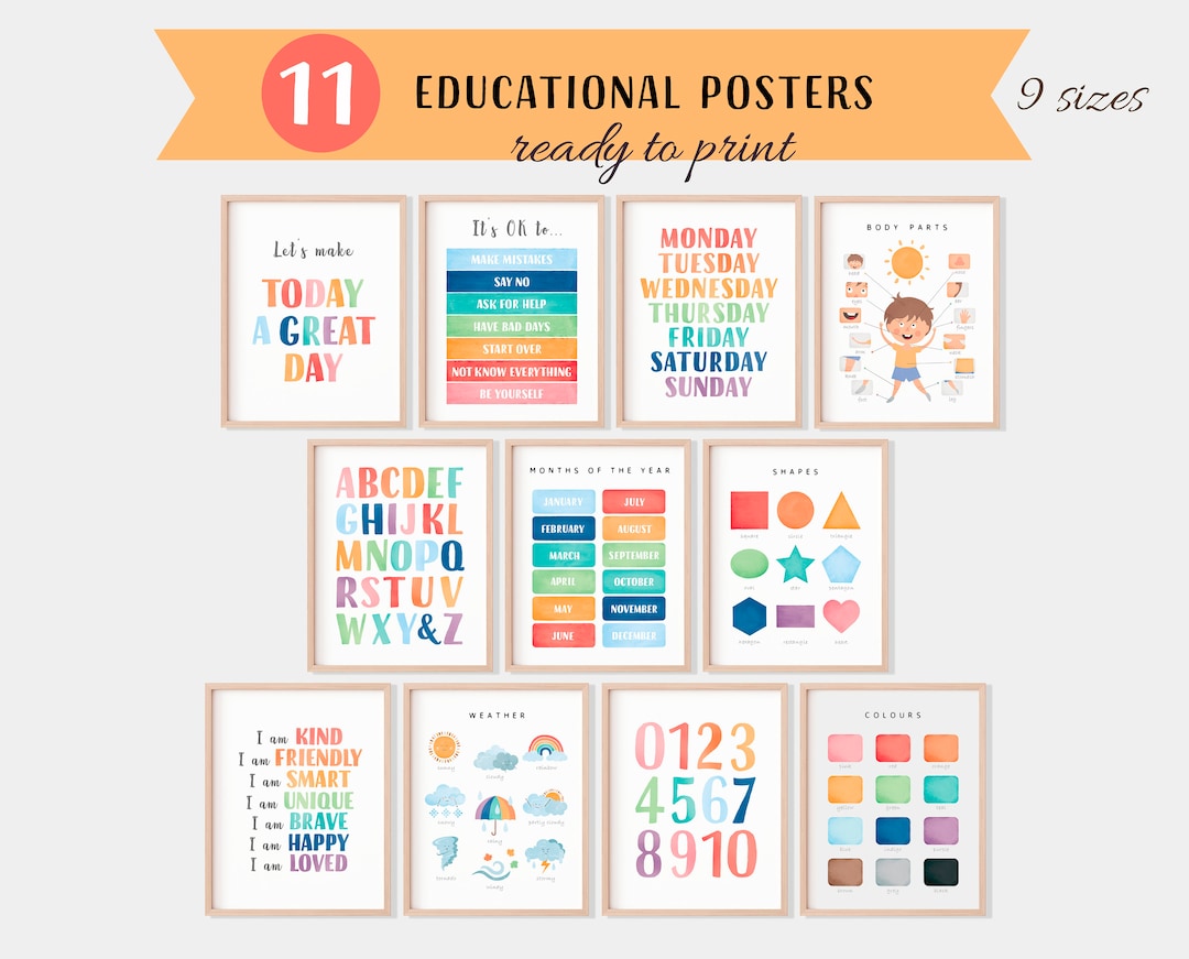 Classroom Decor Bundle, Educational Posters, Set of 11 Homeschool ...