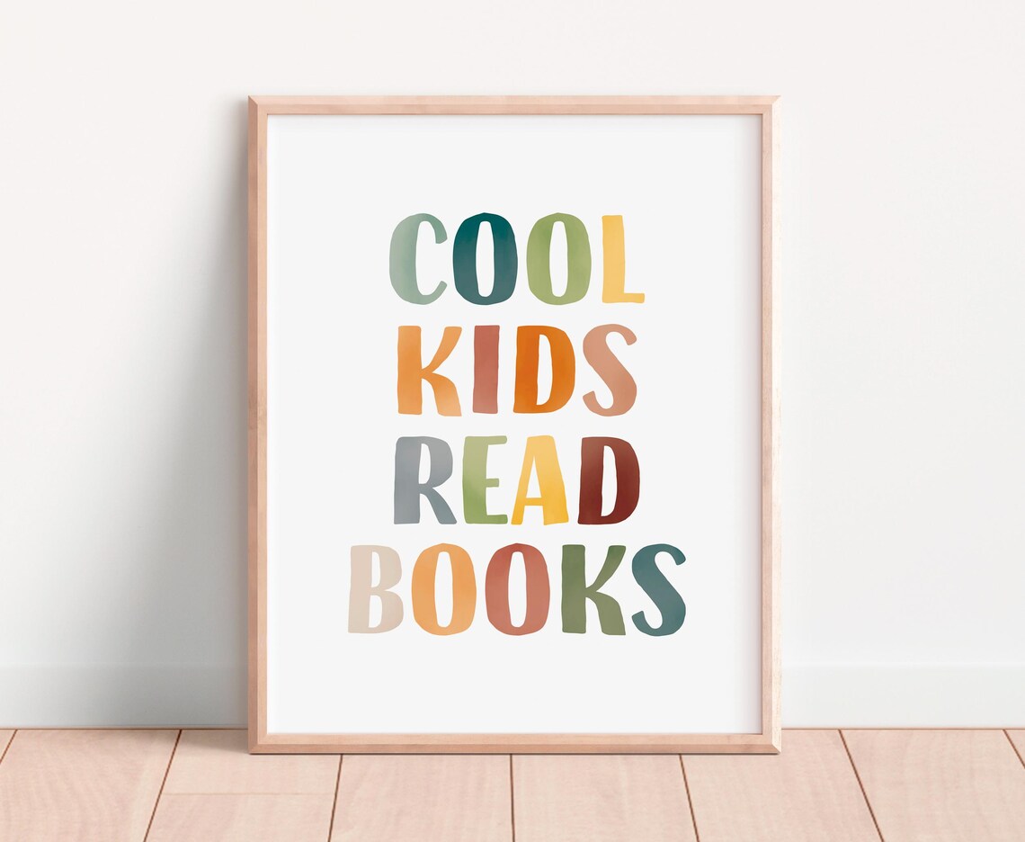 Cool Kids Read Books Poster, Rainbow Playroom Decor, Rainbow Classroom ...