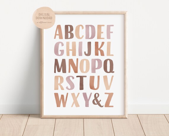 Neutral Alphabet Poster Beige Watercolour Alphabet ABC - Etsy UK