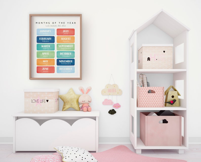 Bilingual Spanish Educational Poster, Playroom Educational Poster ...