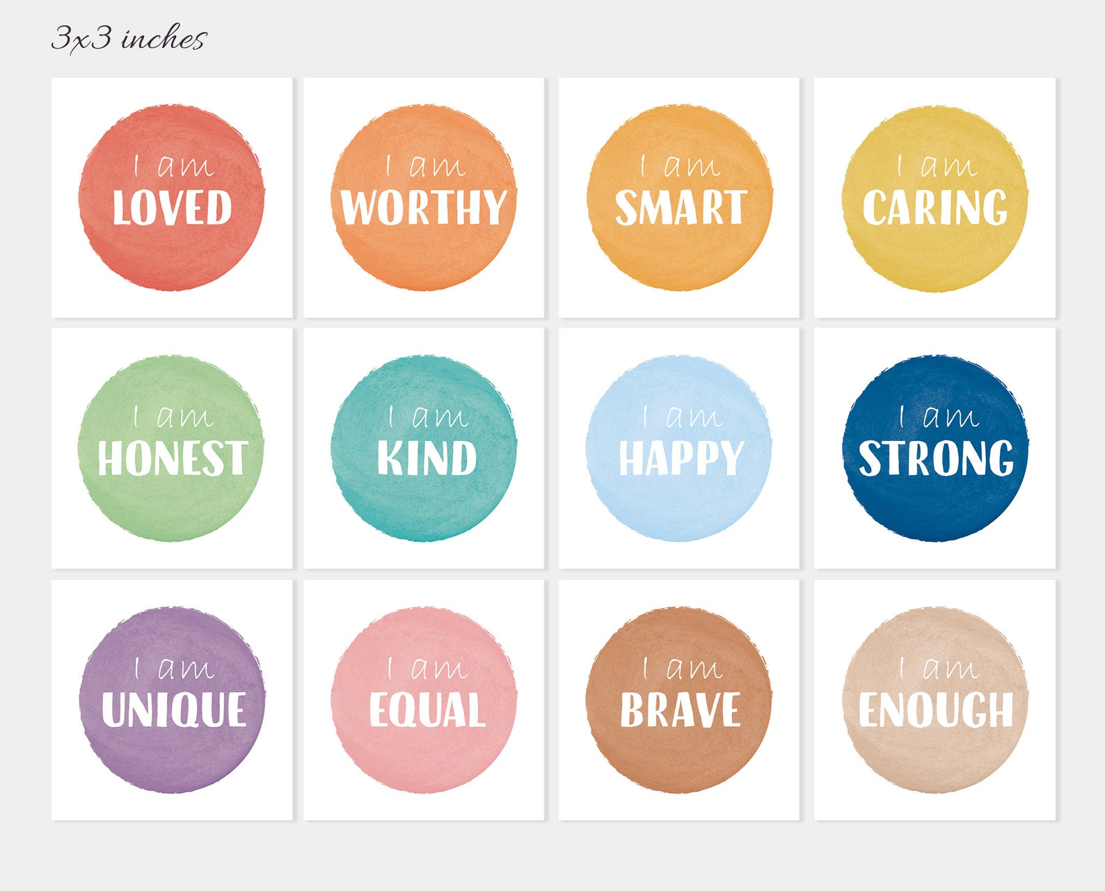 12 Affirmation Flash Cards Montessori Flash Cards - Etsy