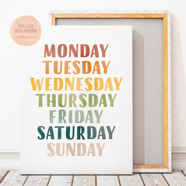 Days of the Week Poster - Etsy