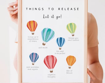 Things to Let Go of Mental Health Digital Poster, Therapy Sign, School ...