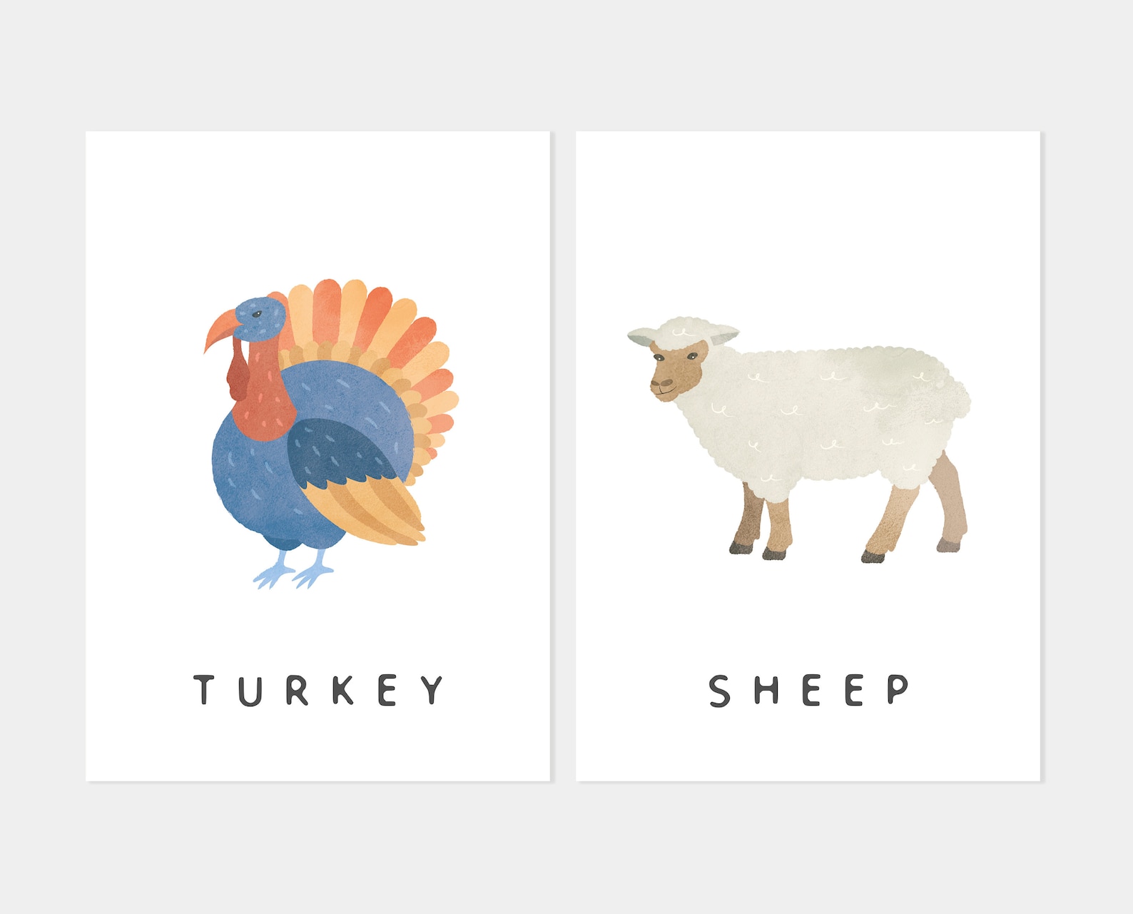 20 Farm Animals Cards Montessori Flash Cards Pre-school - Etsy UK