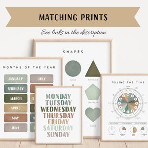 Earth Tones Numbers Poster, Educational Poster, Montessori Materials ...