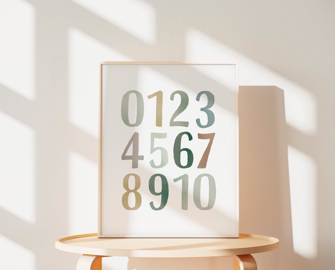 Earth Tones Numbers Poster, Educational Poster, Montessori Materials ...
