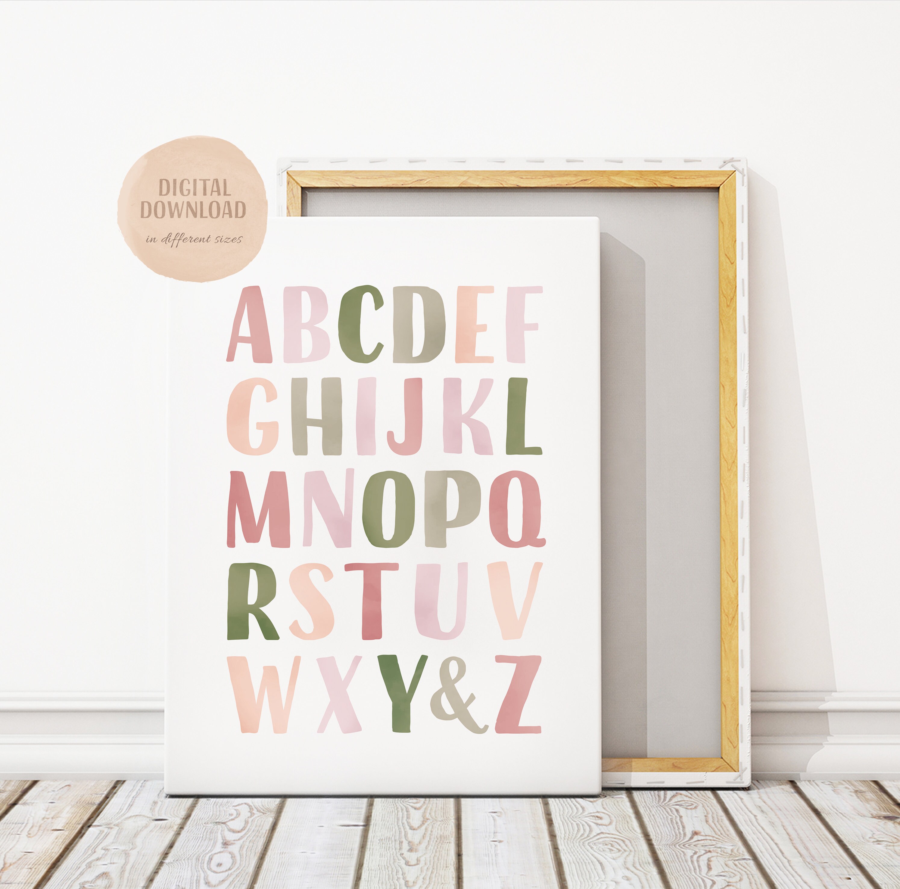 Set of 2 Educational Posters, Pink ABC Poster, Childrens Educational ...