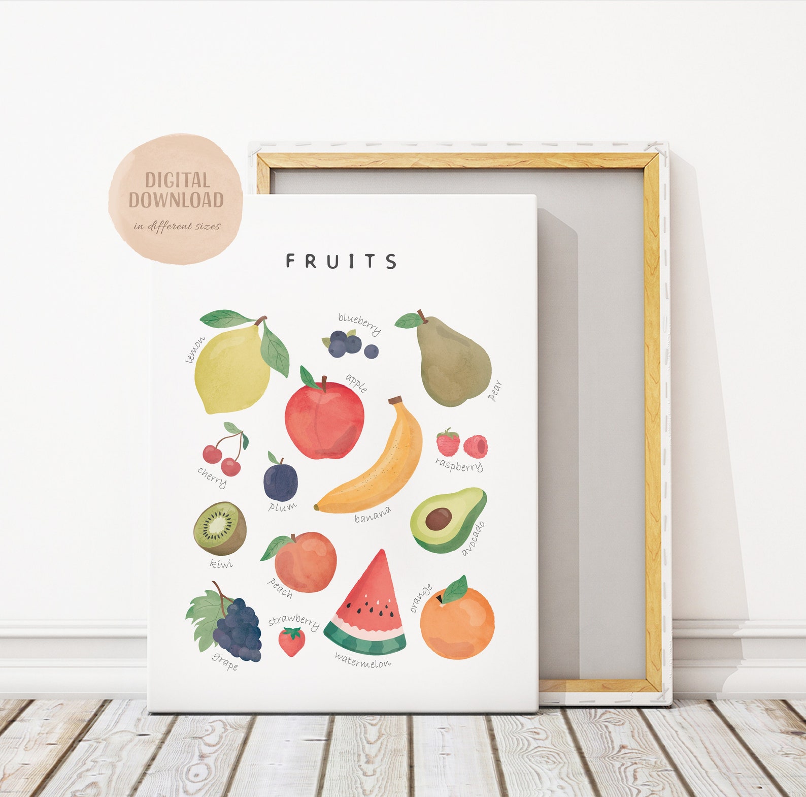 Fruits Educational Print Classroom Decor Watercolour Fruits - Etsy