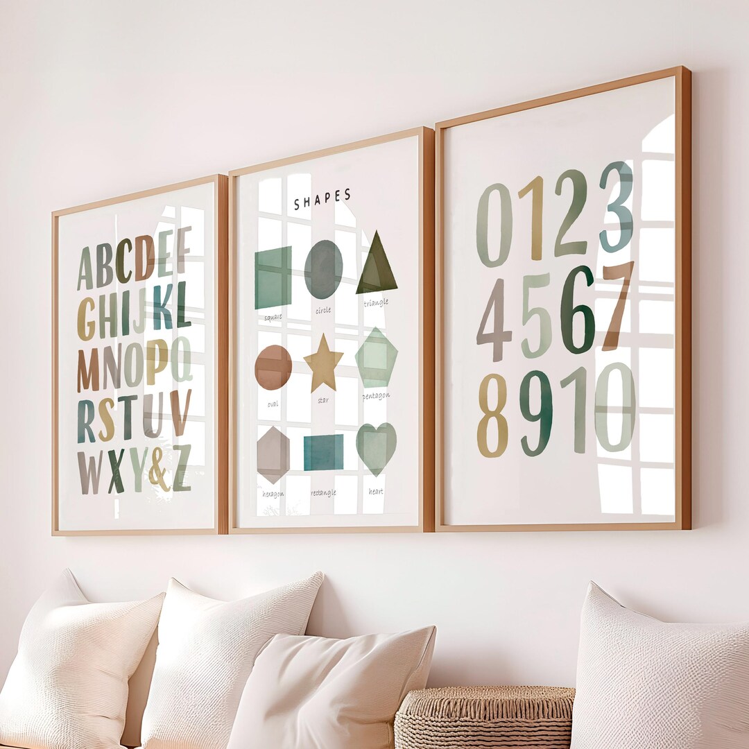 Boho Nursery Posters: Alphabet, Numbers, Shapes (digital Download) - Etsy