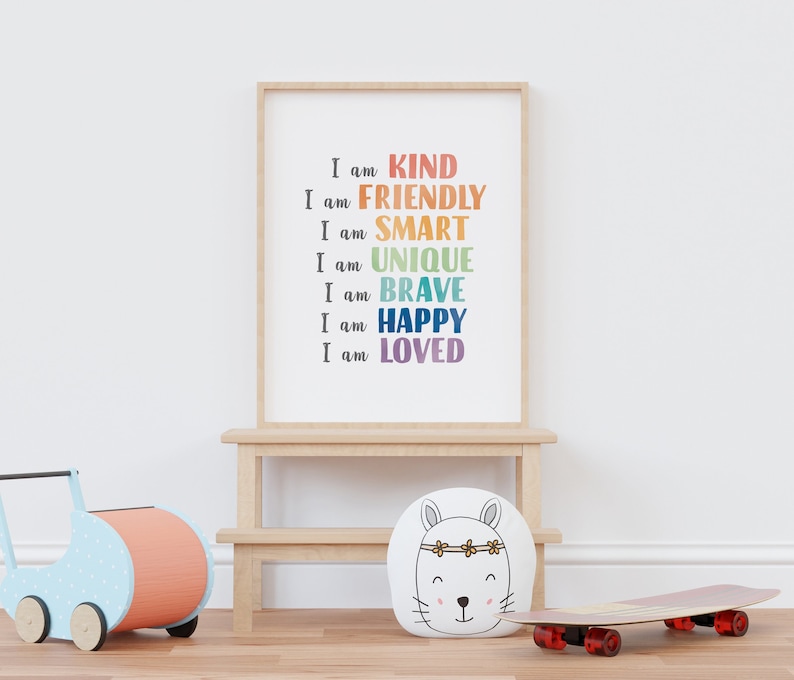 Kids Positive Affirmation Wall Art, Daily Affirmations Poster, Positive ...