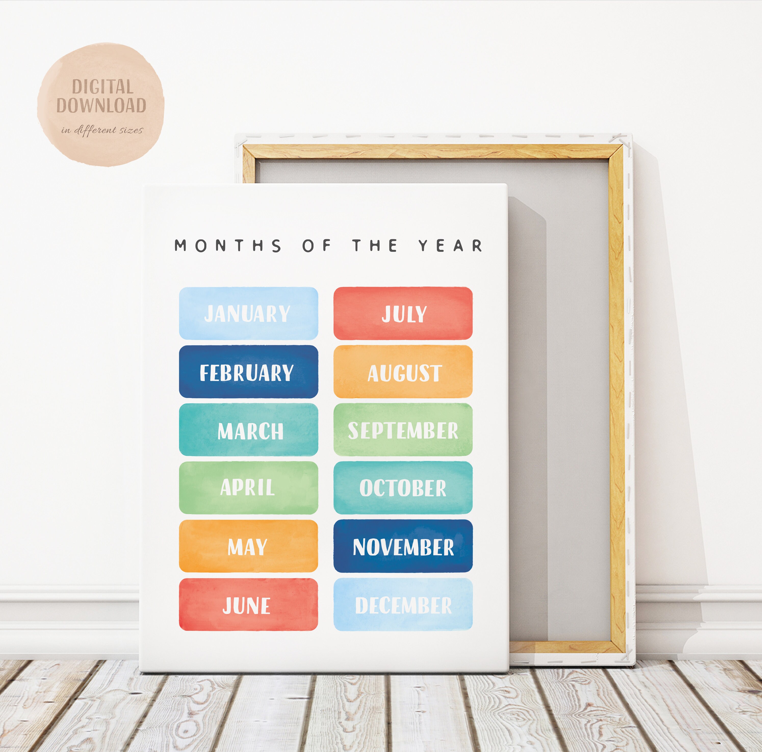 Rainbow Months of the Year Poster Playroom Educational | Etsy Australia
