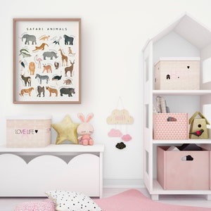 Safari Animals Poster, Educational Poster, Nursery Wall Decor, Playroom ...