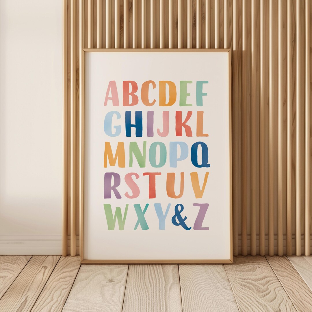 Rainbow Alphabet Poster, Watercolor ABC Print, Nursery Wall Art ...