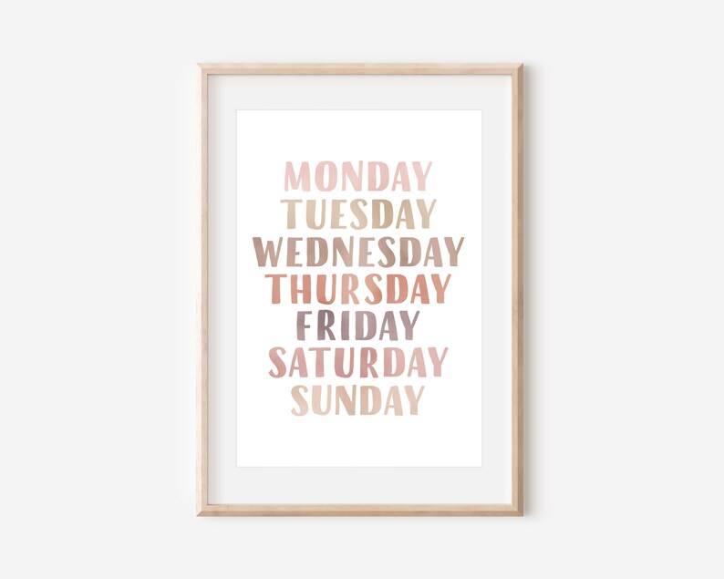 Educational Printables, Montessori Poster, Neutral Days of the Week ...