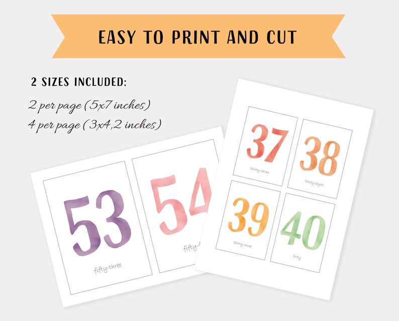 Number Flash Cards 1-100 Count to 100 Preschool Counting - Etsy